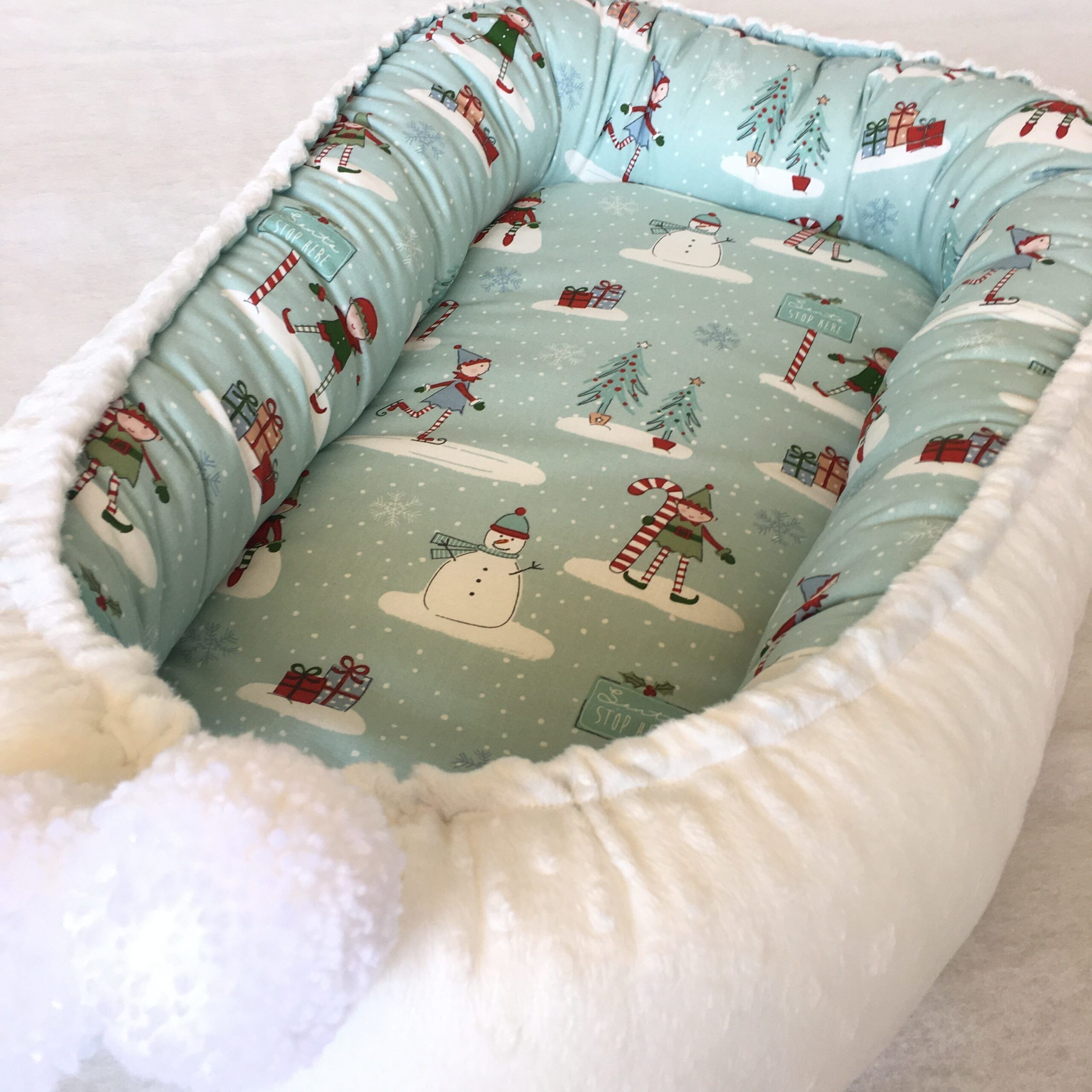 Handmade Double-sided Organic Baby Nest Bed Christmas design